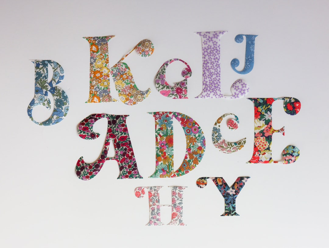 Curly Fabric Letter, Liberty Print Letters, Cut Out Fabric Letters ...