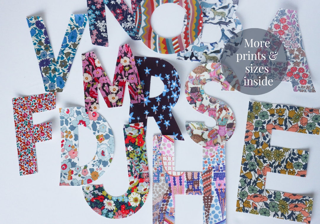 Liberty Print Letters, Cut Out Fabric Letters, Iron on Letters, Letter ...