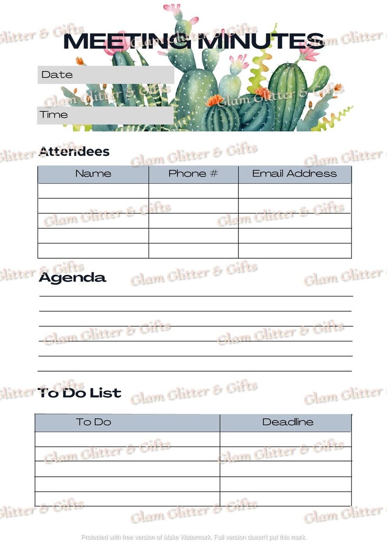 Meeting Minutes Single Page Agenda - Etsy