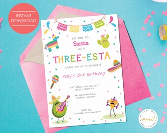 Fiesta Third Birthday Invitation - Etsy