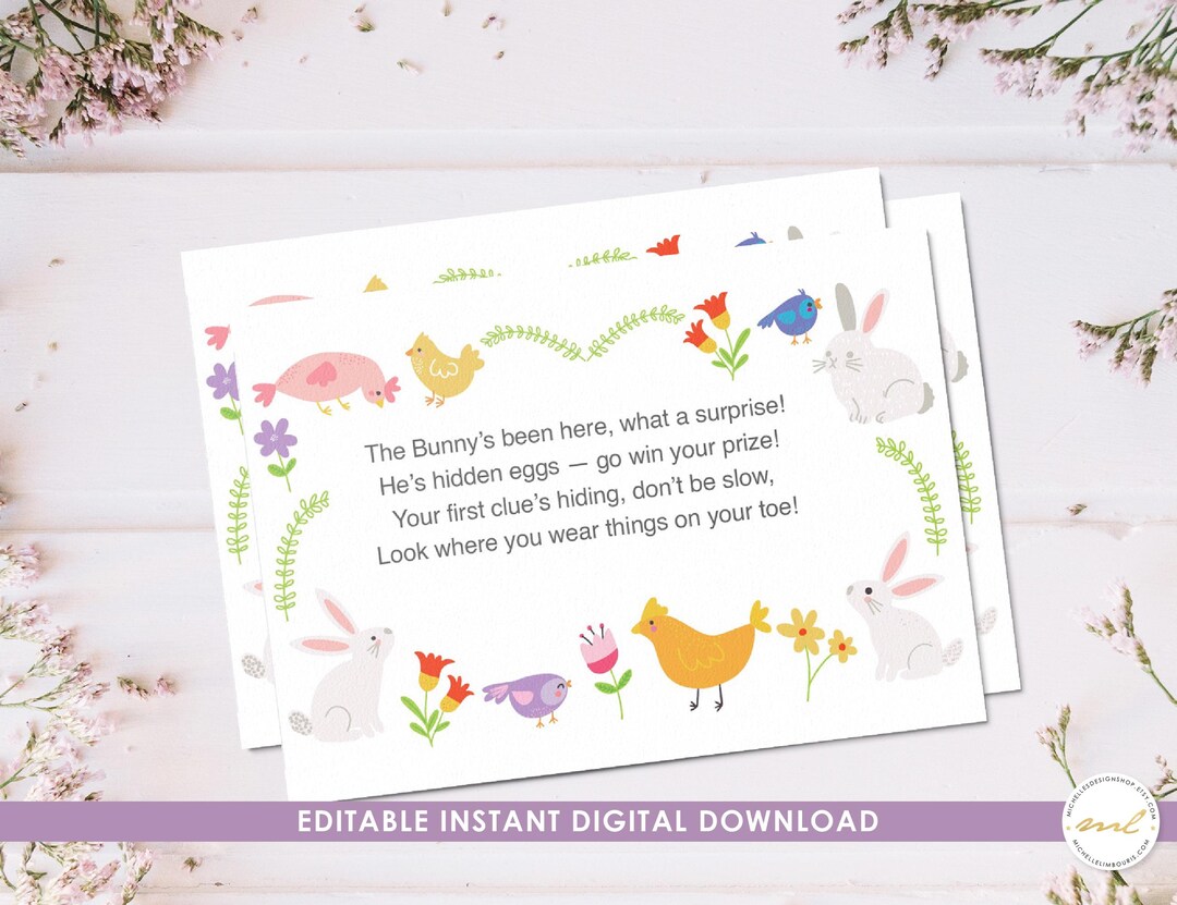 Editable Easter Egg Hunt Clue Cards, Easter Scavenger Hunt, Fun Easter ...