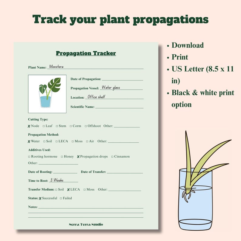 Plant Propagation Tracker Printable | Houseplant Propagation Log PDF ...