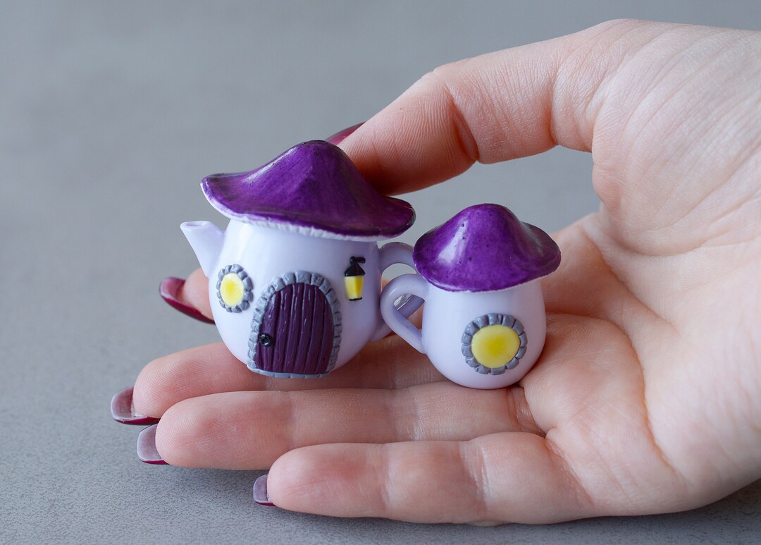 1:4 Scale Mushroom House Tea Set for BJD, Miniature Doll Tea Set, Tea ...