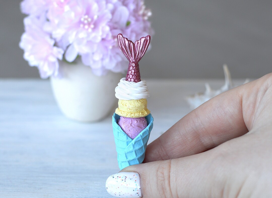 1:4 Miniature Ice Cream With Mermaid Decor for BJD, Miniature Mermaid ...
