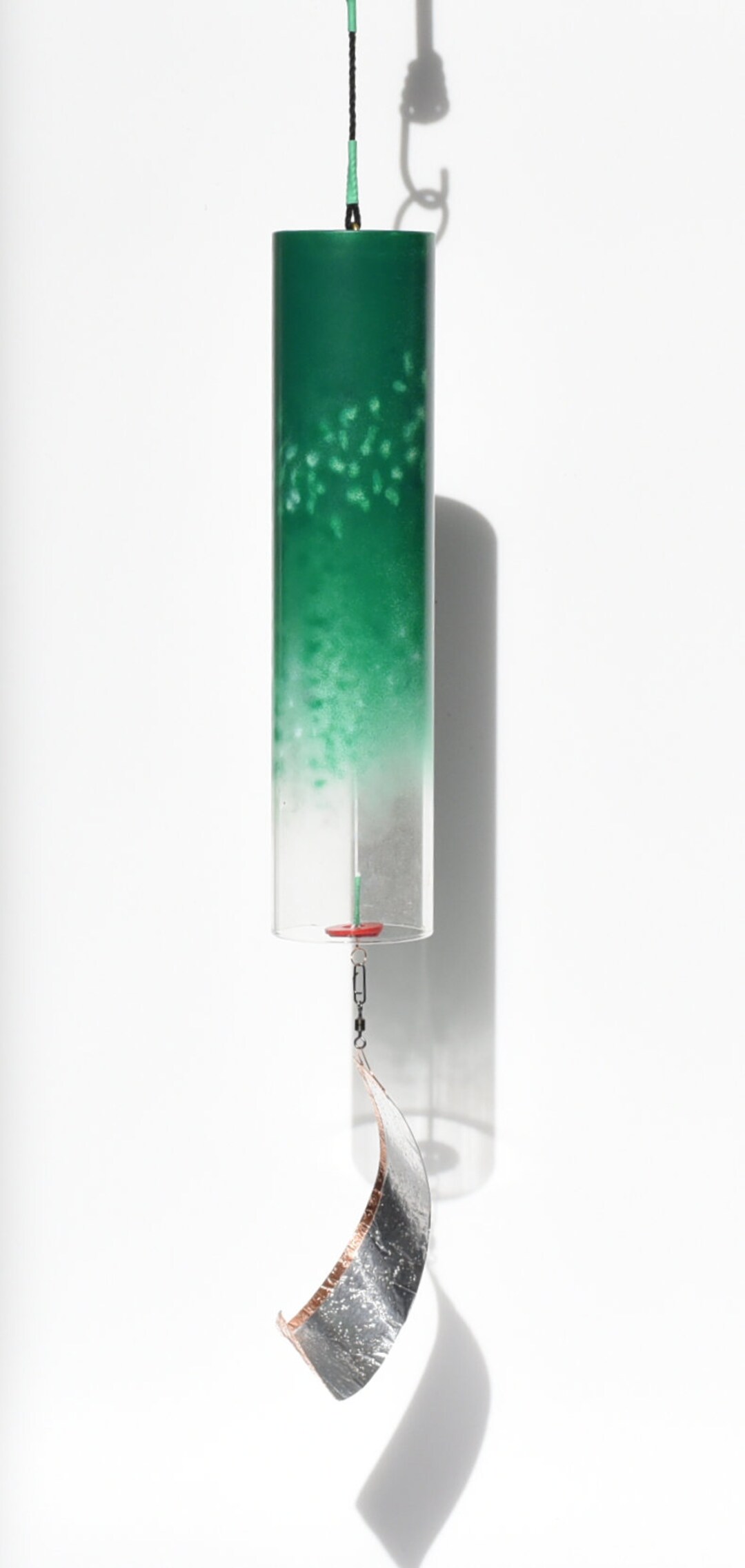 Donner Glass Wind Chime, Mossy Lagoon Green, Artistic Copper Sail ...