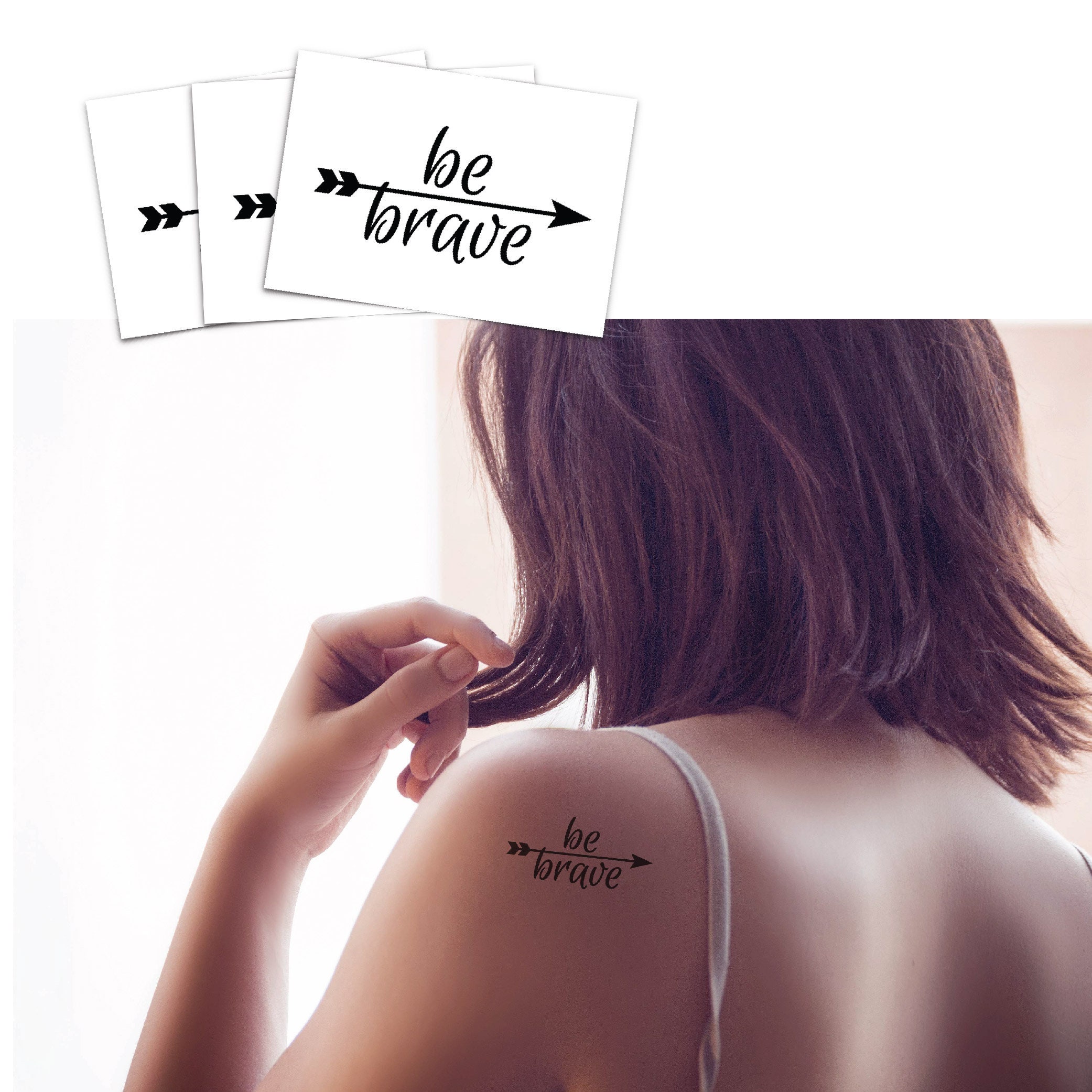 Be Brave Arrow Tattoo Inspiring Temporary Tattoo With Quote - Etsy Canada