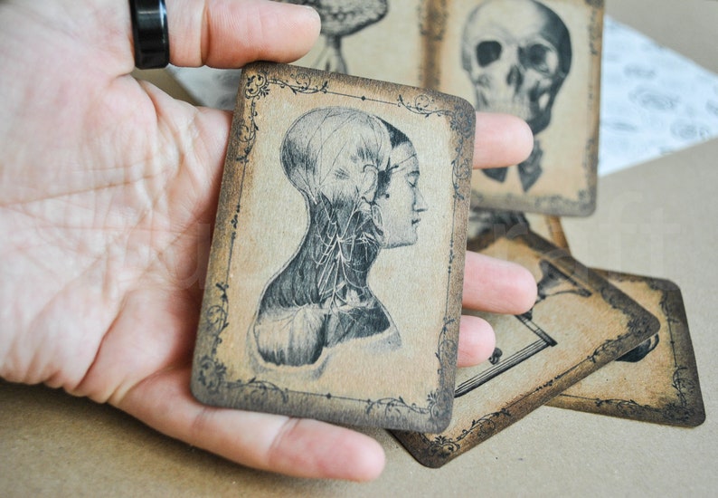 Gothic paper cards Gothic brown paper tags Gothic labels | Etsy