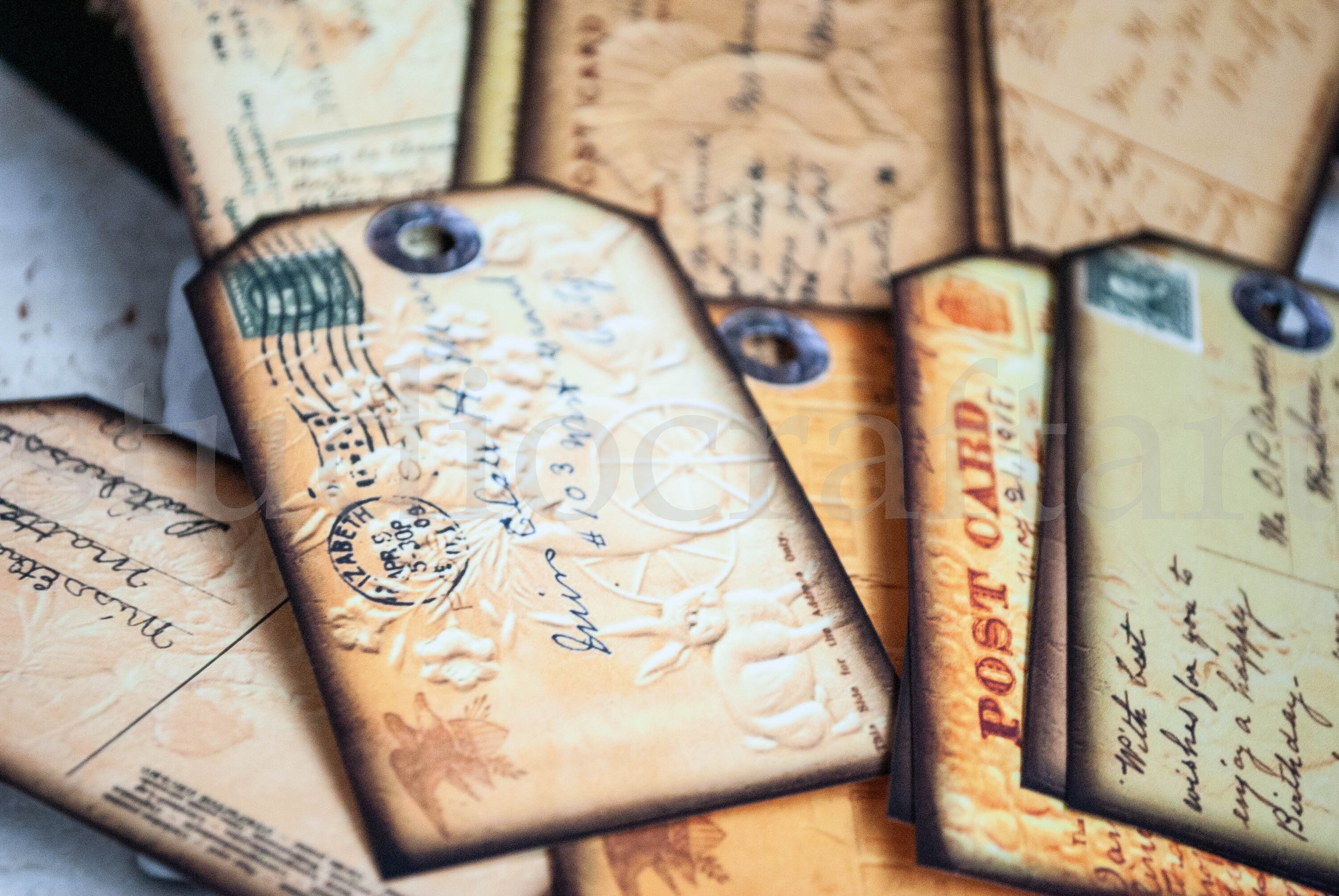 12 Post Card Themed Tags Travel Paper Tags | Etsy