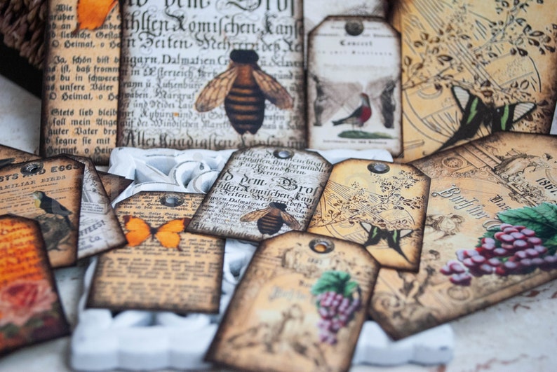 Vintage Look Paper Tags Romantic Paper Tags Journal Tags | Etsy