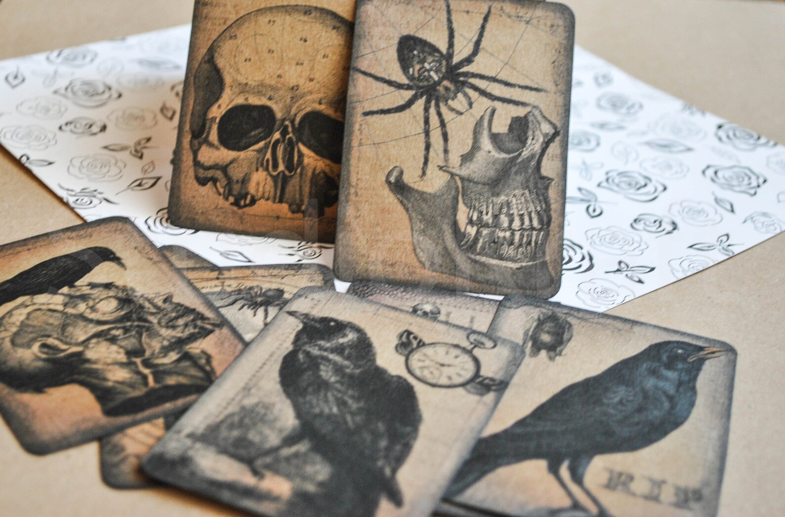 Gothic Paper Cards Gothic Brown Paper Tags Gothic Labels | Etsy