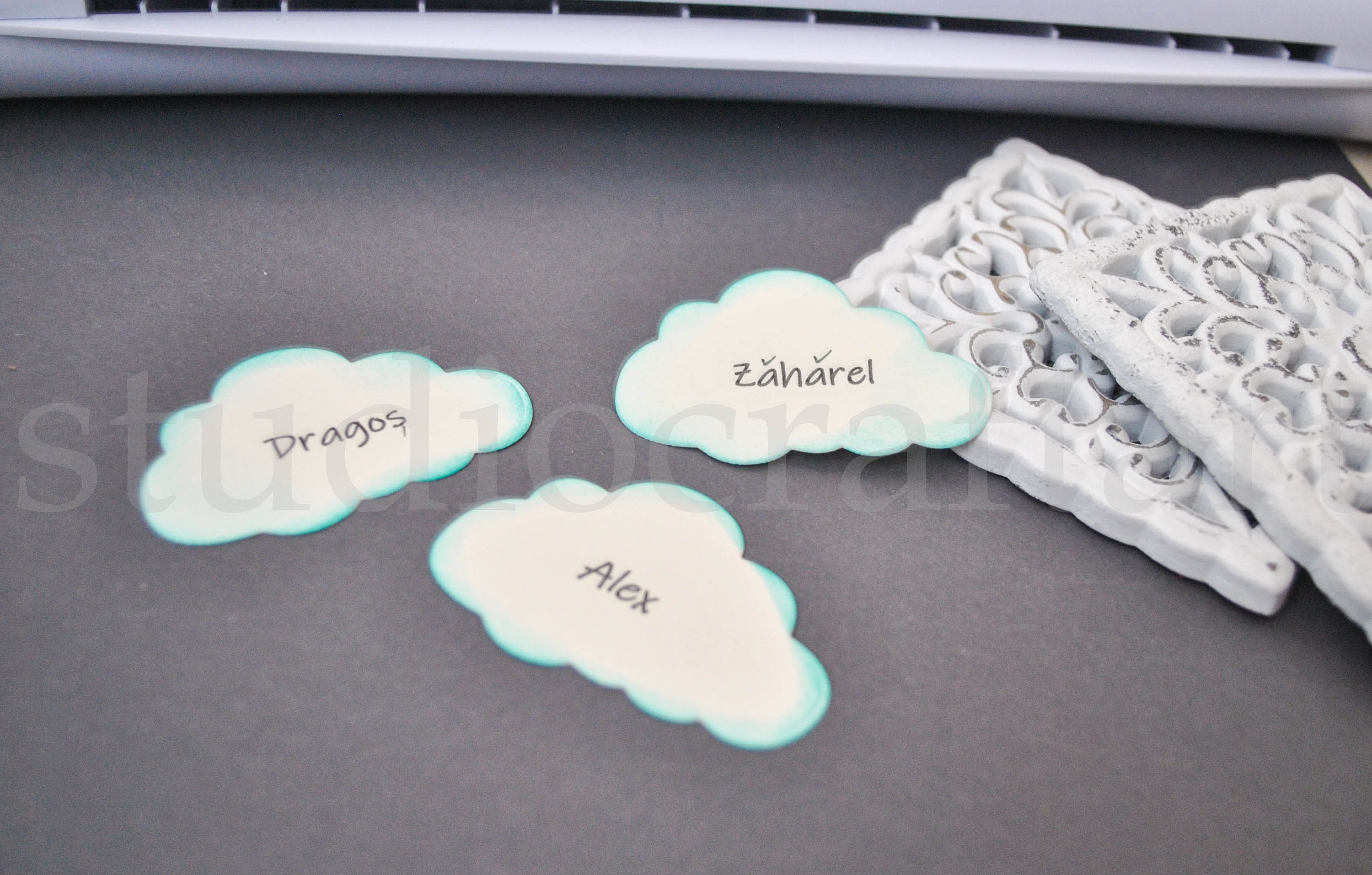 Personalized name tags clouds tags favor paper tags lot of | Etsy