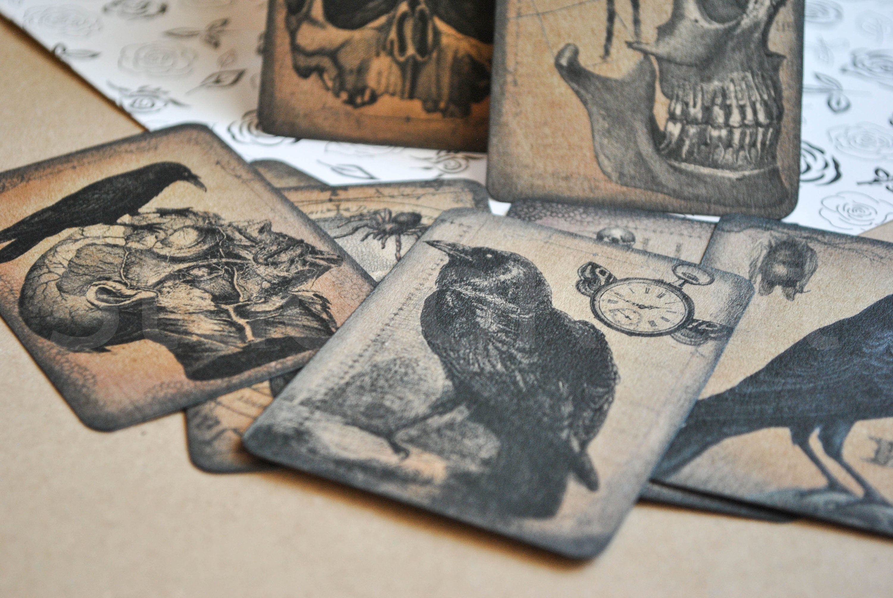 Gothic paper cards Gothic brown paper tags Gothic labels | Etsy