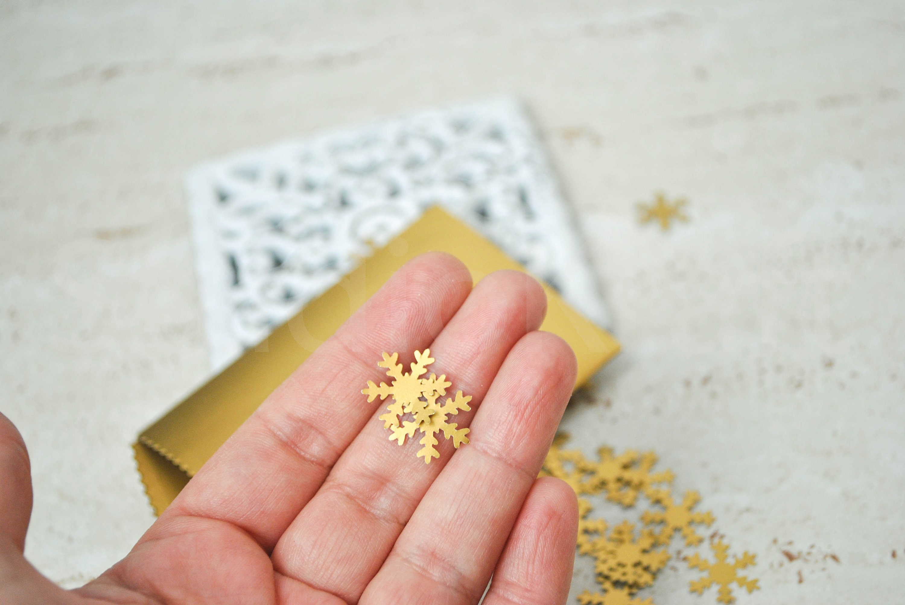 Gold 250 small snowflakes paper confetti tiny teeny | Etsy