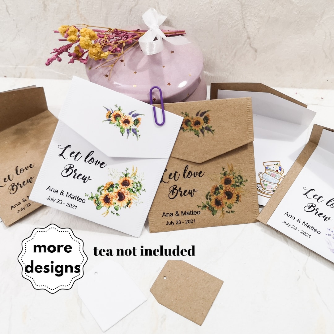 Let Love Brew Custom Tea Bags, Personalized Tea Bags for Wedding Favors ...