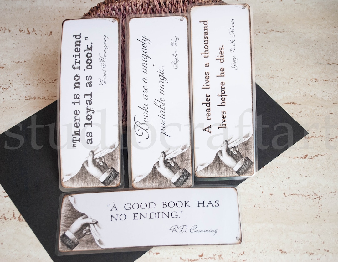 4 Large Vintage Look Bookmarks With Quotes | Romantic Paper Bookmarks ...