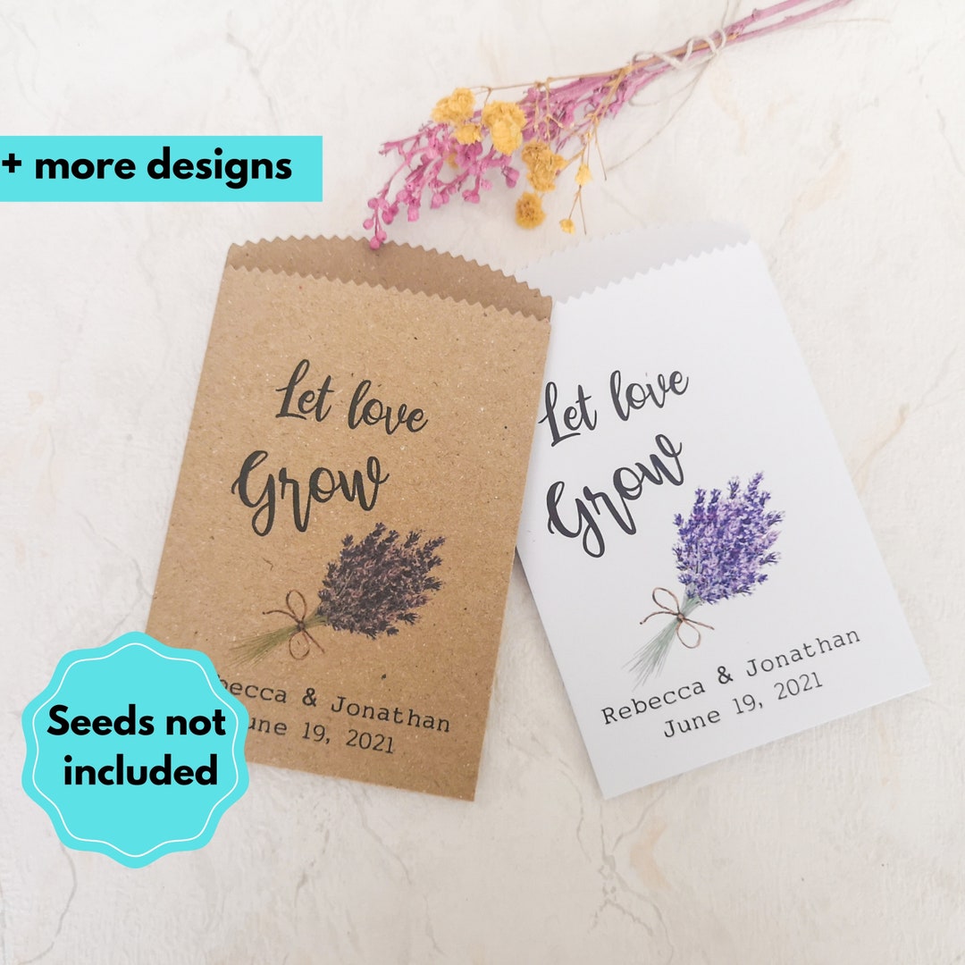 Lavender Seed Packets for Wedding Favor, Custom Seed Packets Let Love ...