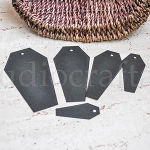Black Coffin Tags 5 Mix Sizes | Coffin Shape Paper Tags | Halloween ...