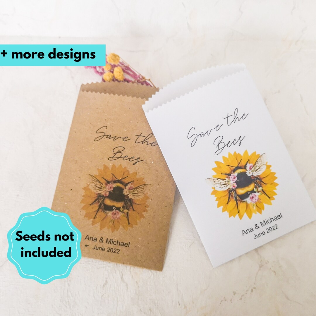 Custom Seed Packets for Wedding Favors, Save the Bees, Pack of 25 - Etsy