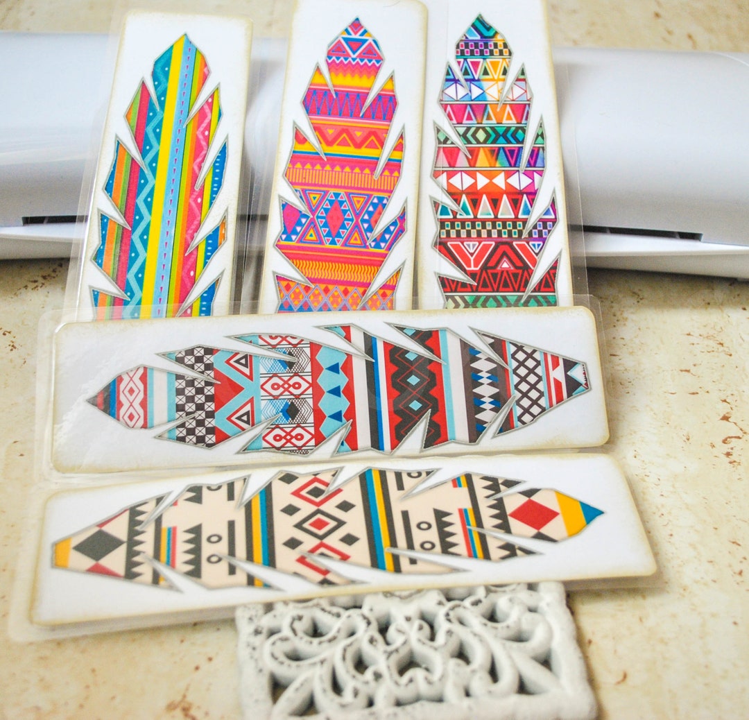 5 Aztec Feathers Bookmarks | Native Inspiration Paper Bookmarks ...
