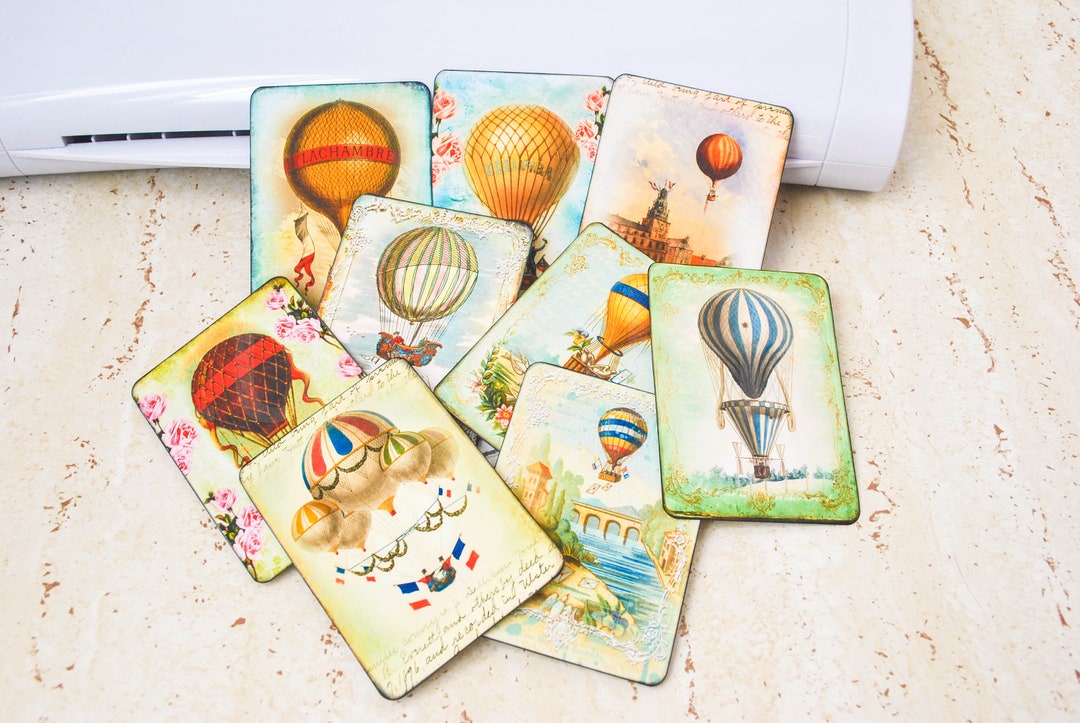 9 ACEO / ATC Hot Air Balloons Cards | Montgolfier Paper Cards ...