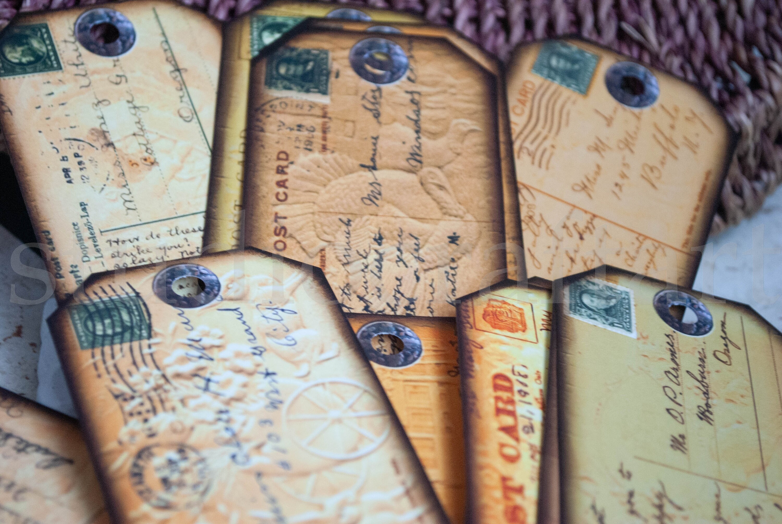 12 Post Card Themed Tags Travel Paper Tags | Etsy