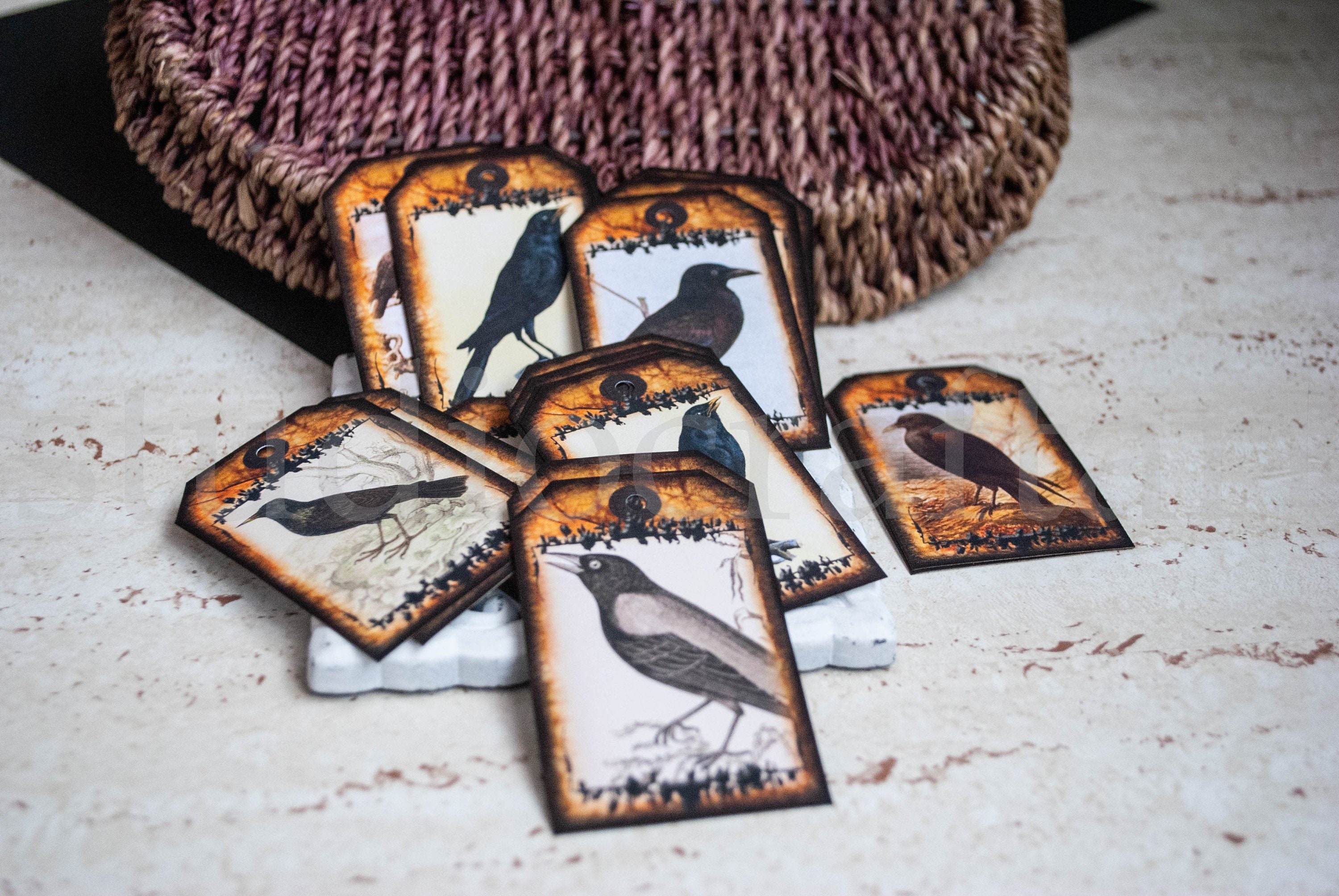 20 Gothic Crows Paper Tags Gothic Tags Halloween Tags - Etsy