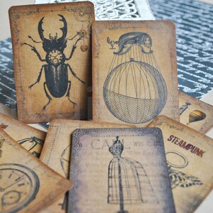 Steampunk Paper Cards | Steampunk Brown Paper Tags | Steampunk Labels ...