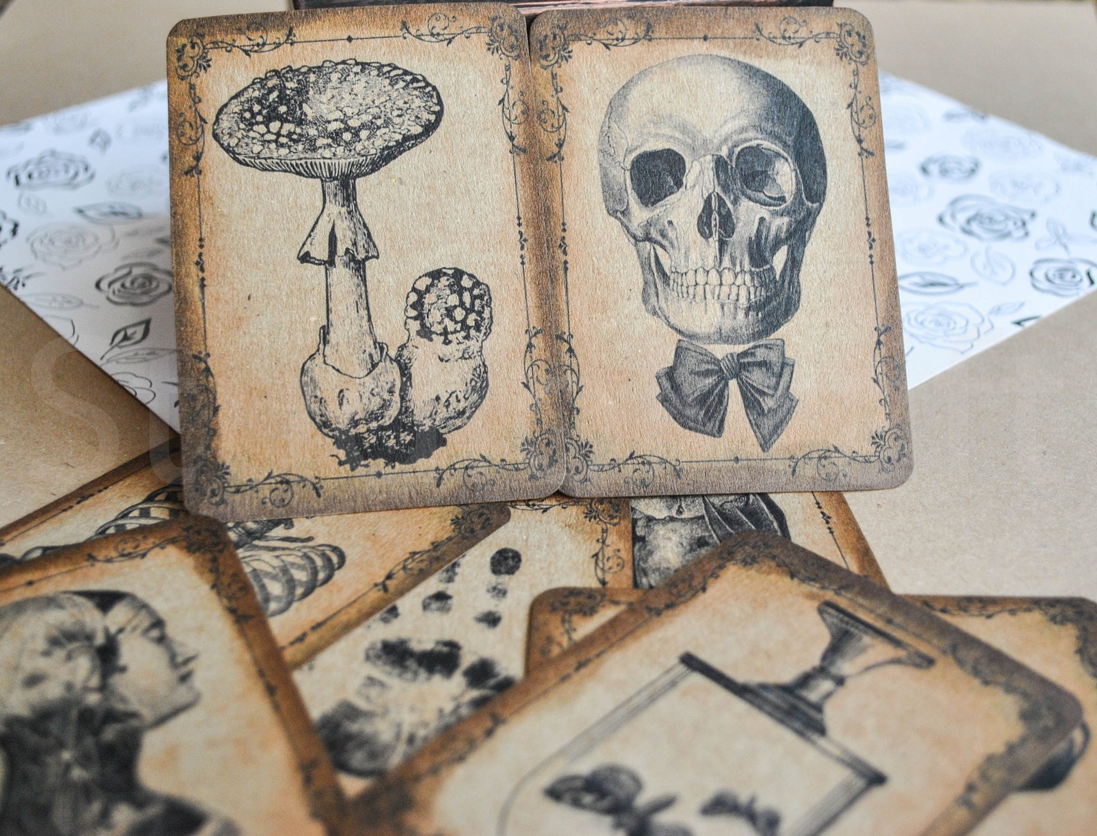 Gothic Paper Cards Gothic Brown Paper Tags Gothic Labels | Etsy