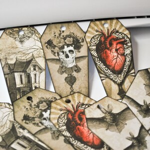 Coffin Tags | Coffin Shape Paper Tags | Distressed Cards | Skull Tags ...