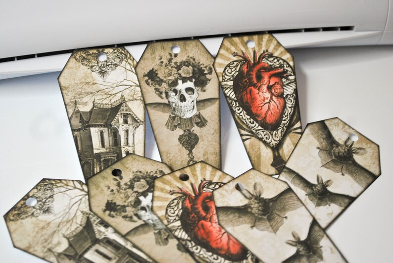 Coffin tags coffin shape paper tags Distressed cards | Etsy