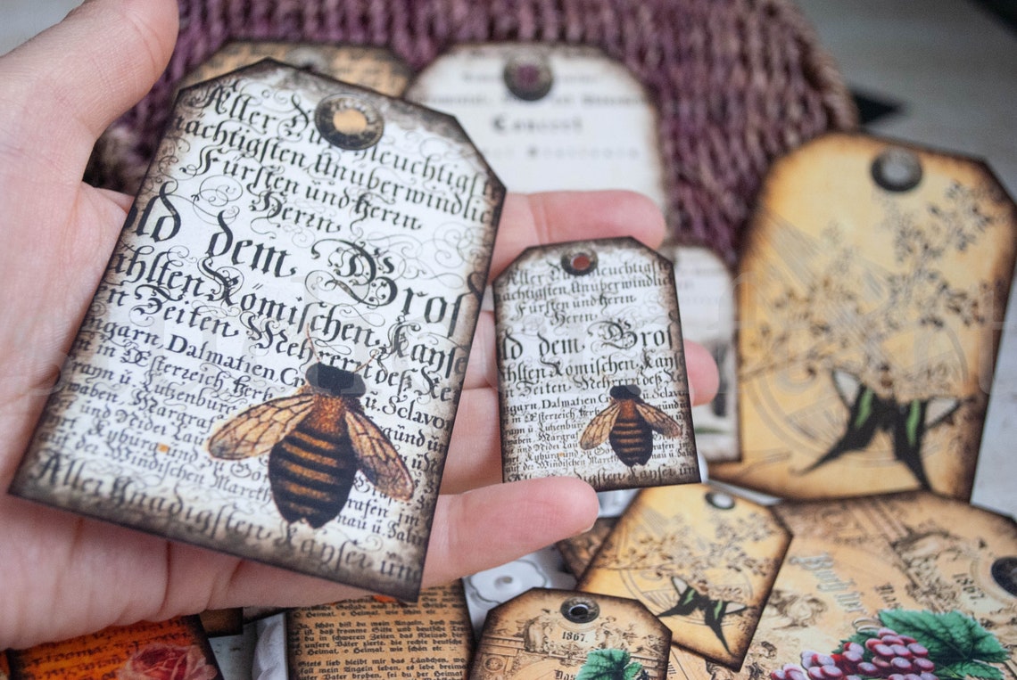 Vintage Look Paper Tags Romantic Paper Tags Journal Tags | Etsy
