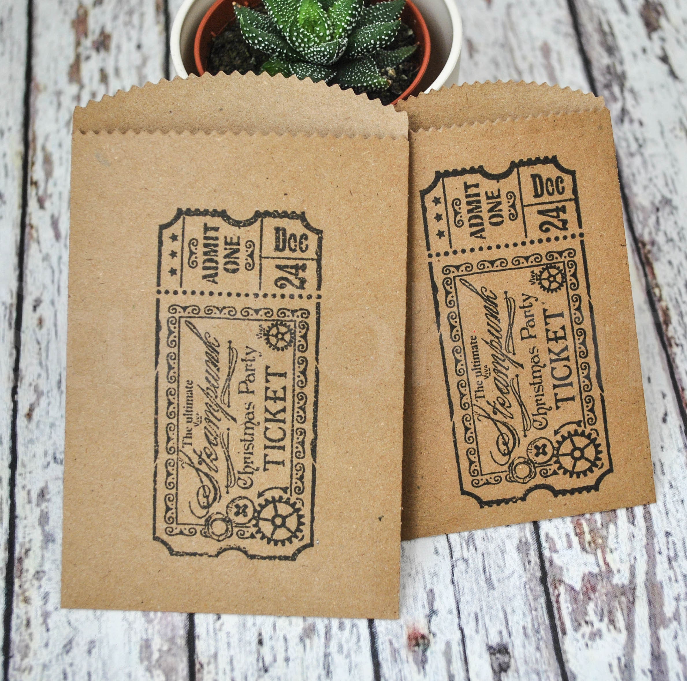 10 small simple brown Kraft paper steampunk ticket bags gift | Etsy