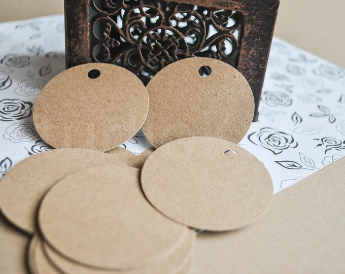 50pcs 50mm Round Kraft Paper Tags for Gifts, Labeling, Sales Tags Kraft ...