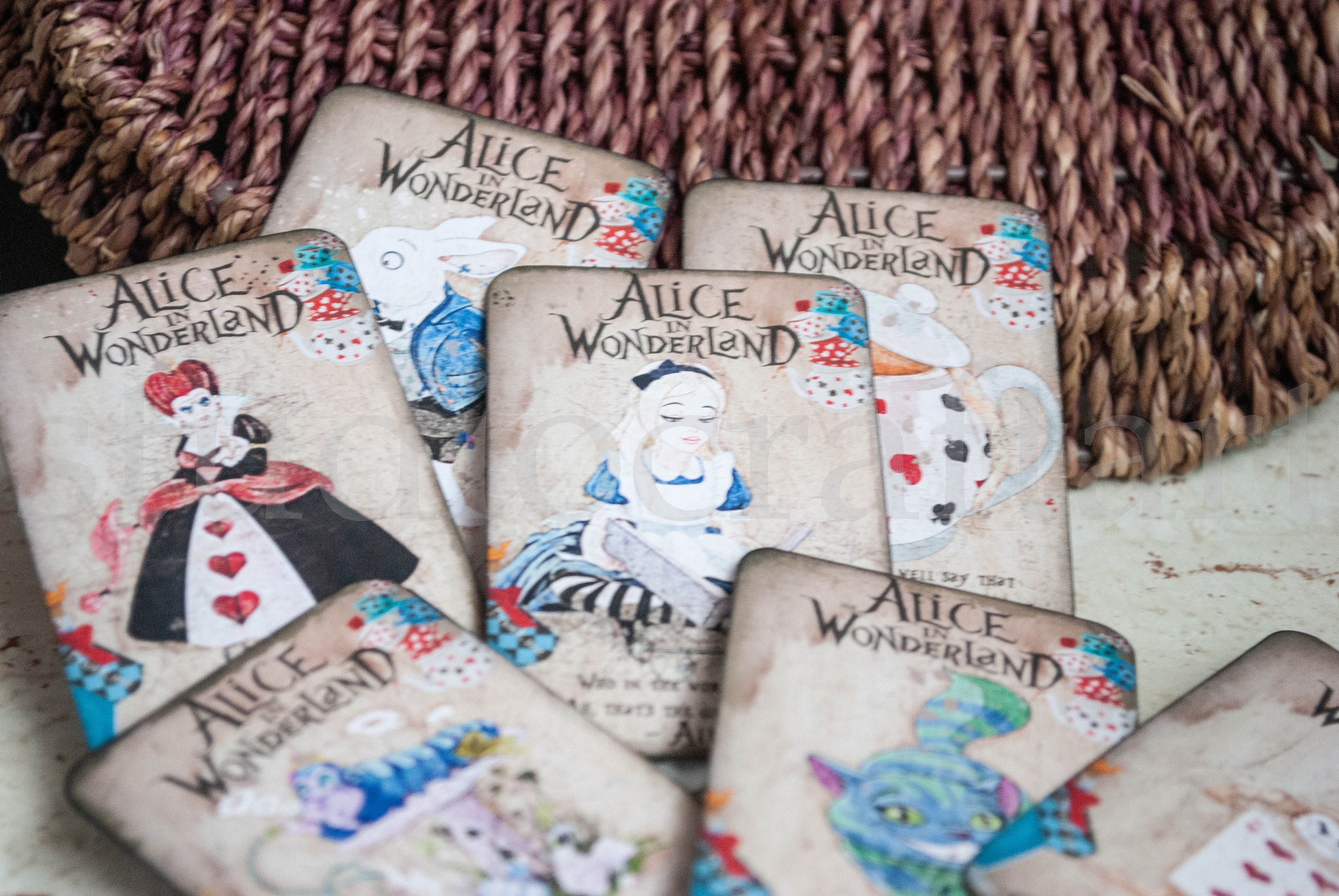 9 Paper Alice in Wonderland Cards | Alice in Wonderland Mini Postal ...
