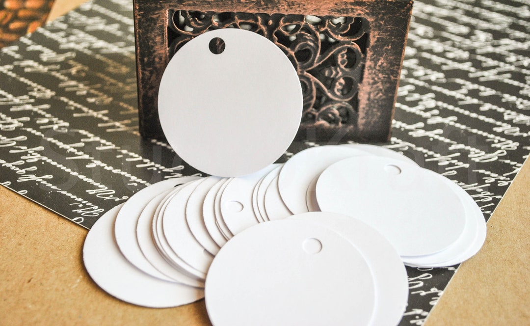 50 Blank Round White Paper Tags | Circle Paper Tags | White Cardstock ...