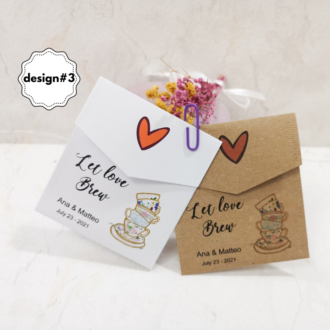 Let Love Brew Custom Tea Bags, Personalized Tea Bags for Wedding Favors ...