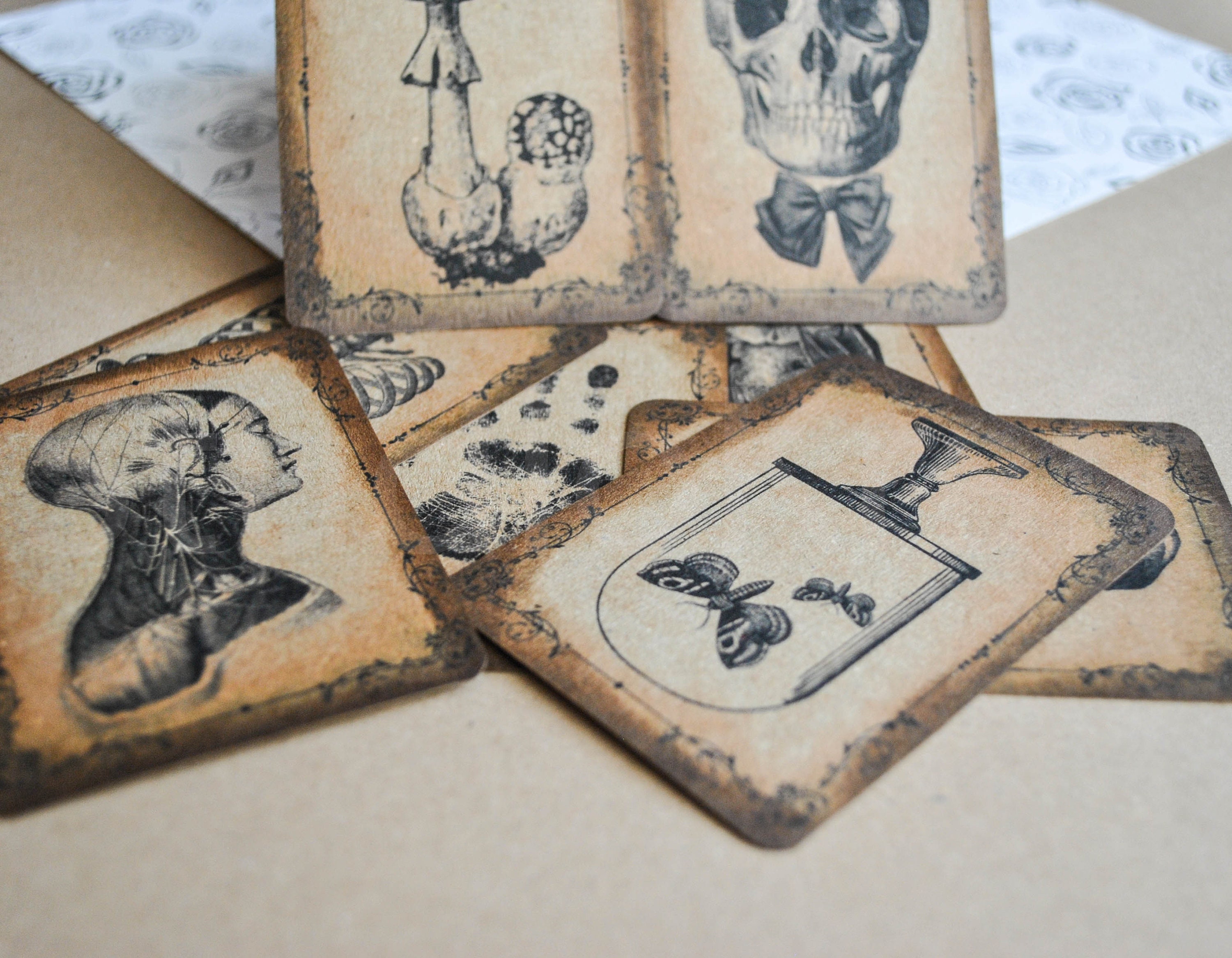 Gothic Paper Cards Gothic Brown Paper Tags Gothic Labels | Etsy