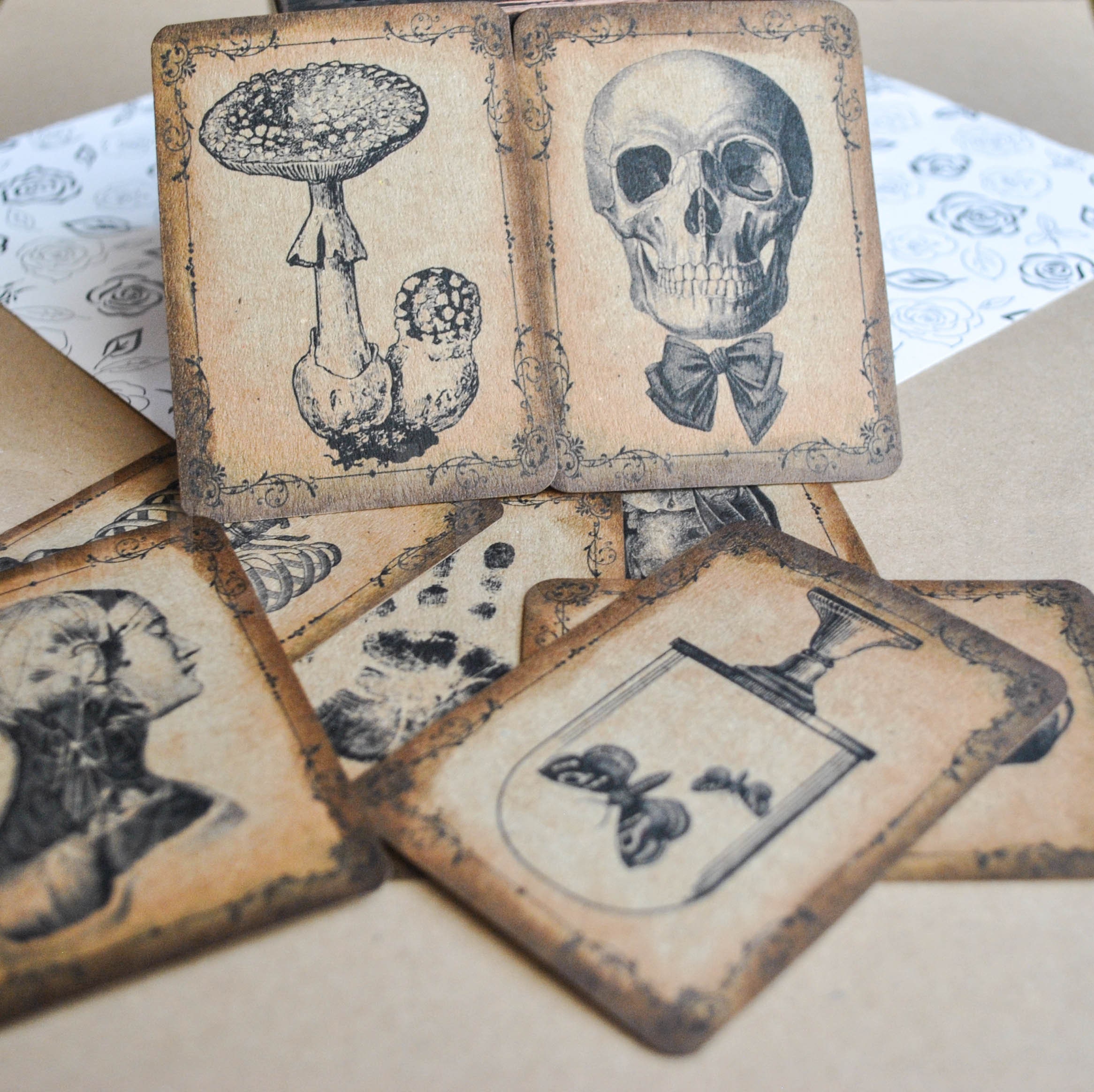 Gothic Paper Cards Gothic Brown Paper Tags Gothic Labels | Etsy