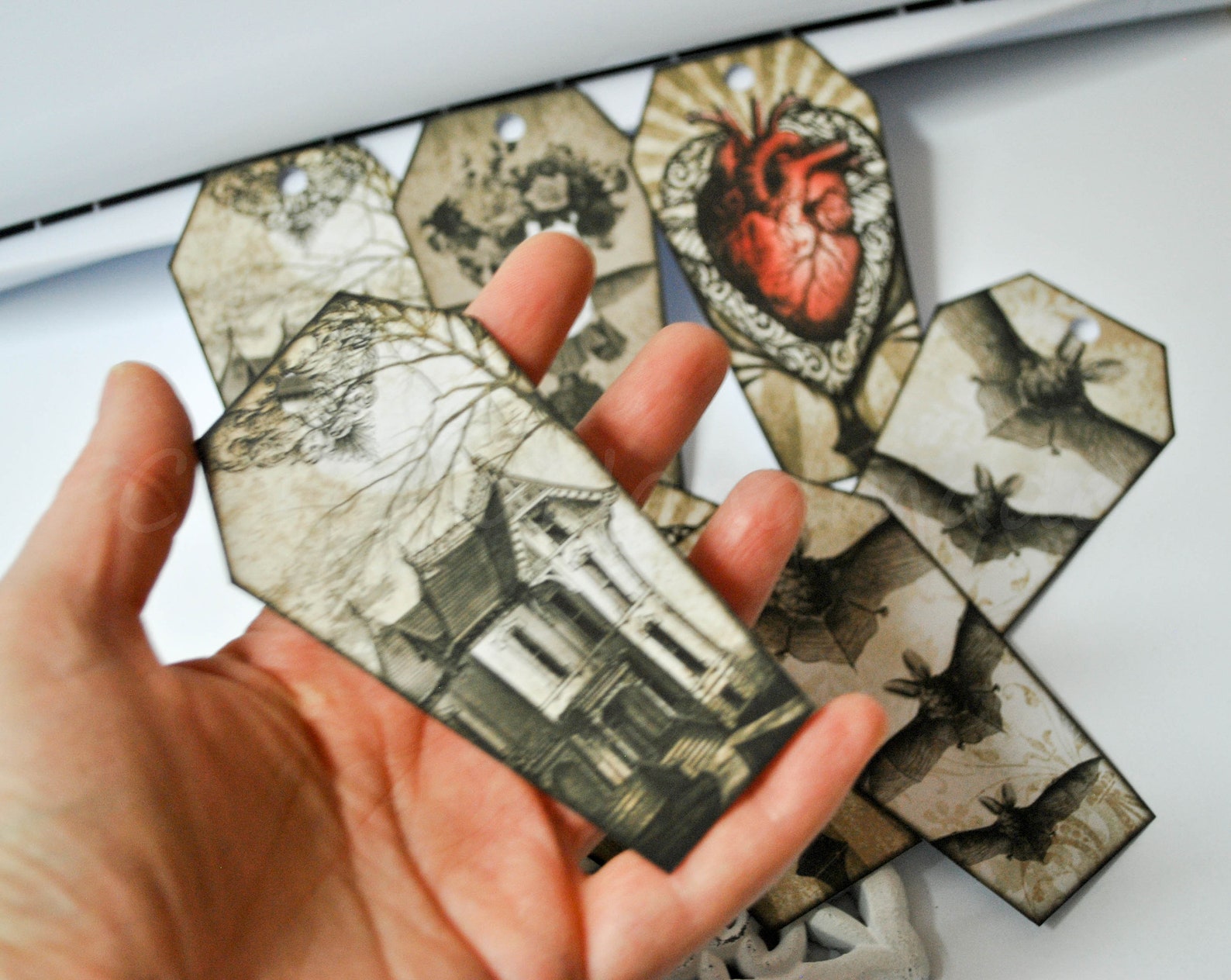 Coffin tags coffin shape paper tags Distressed cards | Etsy