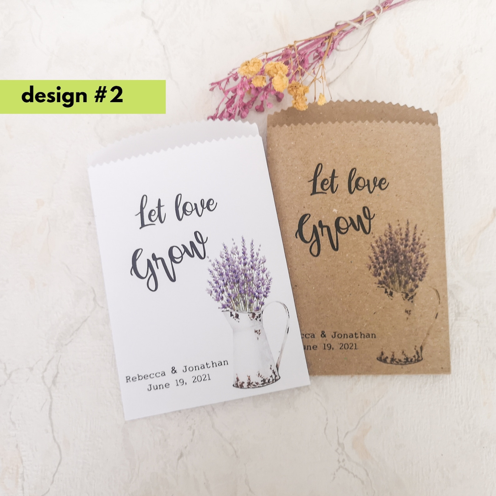 Lavender Seed Packets for Wedding Favor, Custom Seed Packets Let Love ...