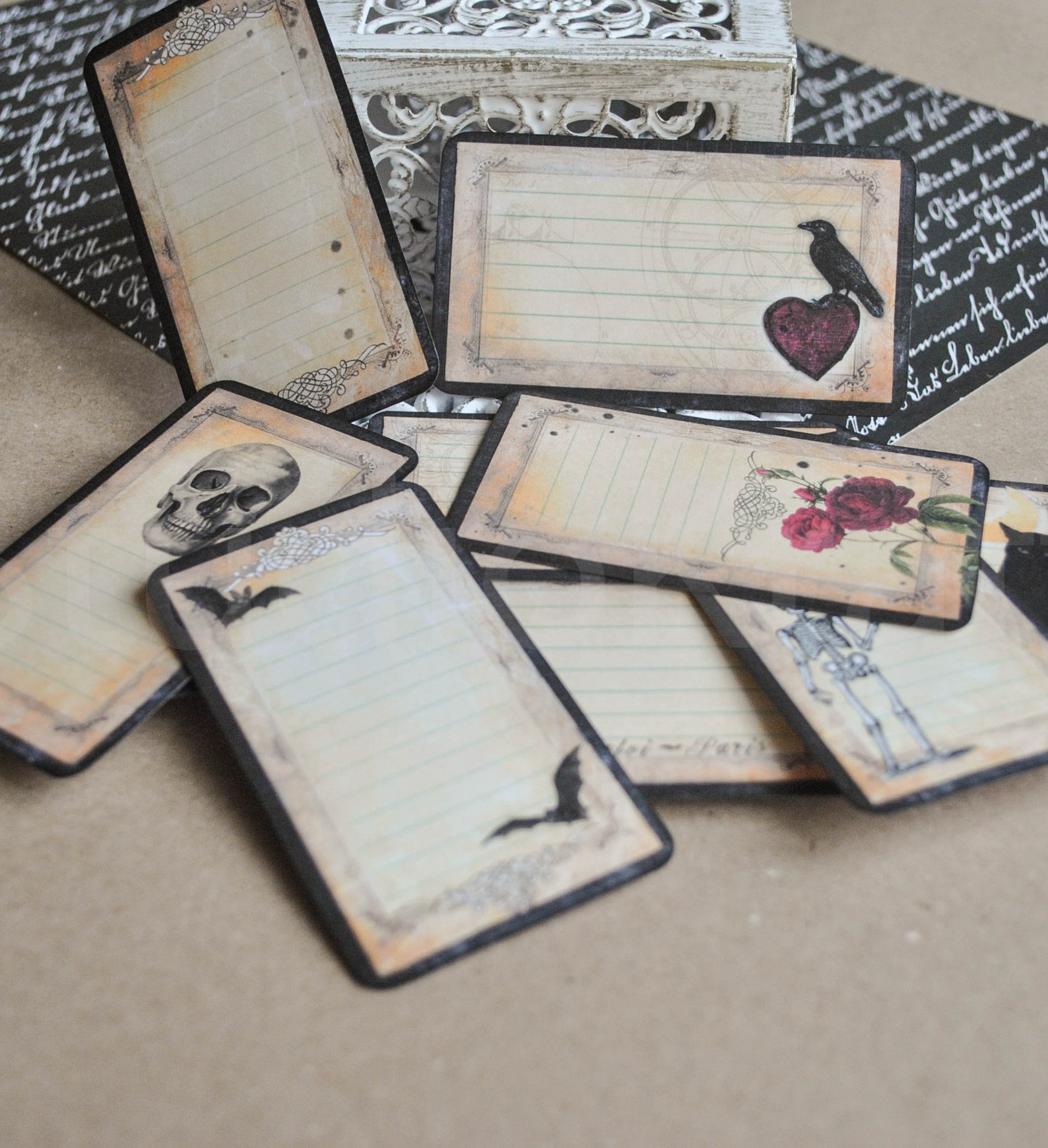 Halloween Gothic Paper Note Cards Gothic Paper Tags Gothic | Etsy