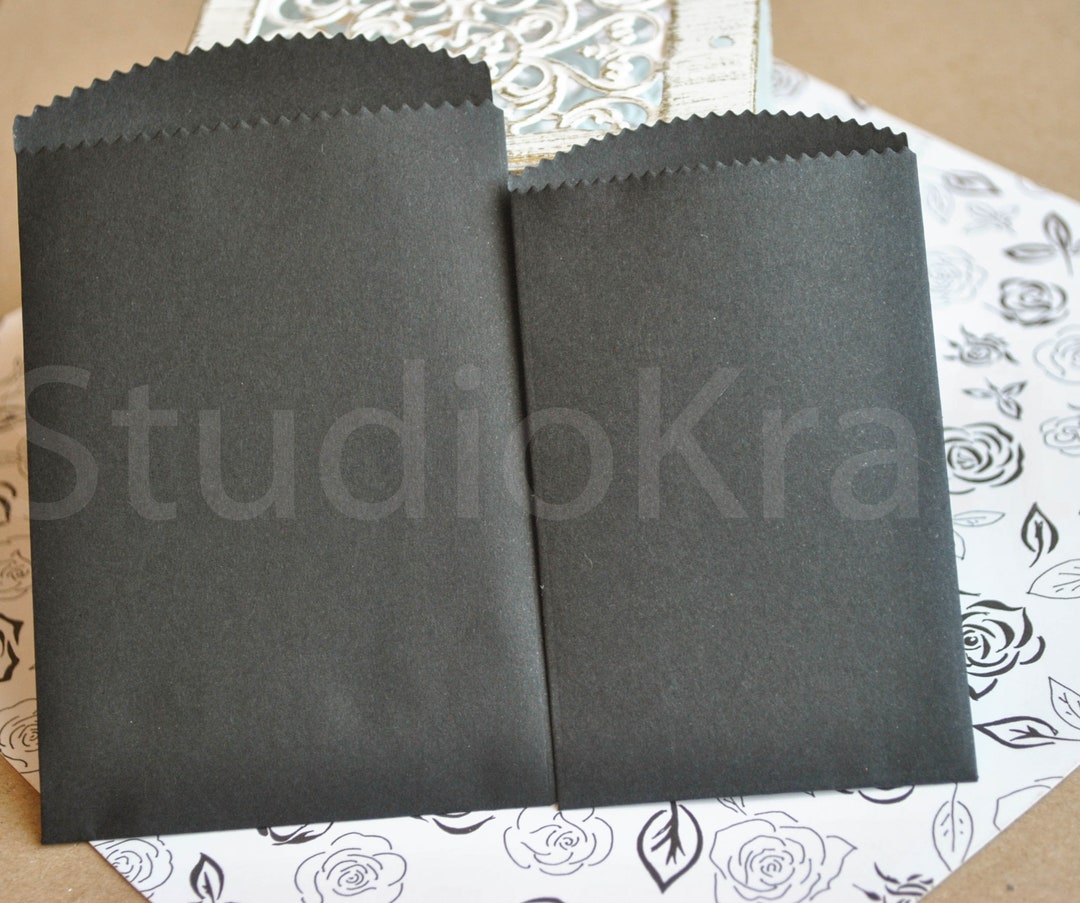 10 Small Simple Black Kraft Paper Bags | Gift Card Bags | Confetti Bags ...