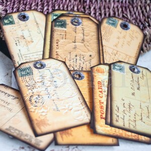 12 Post Card Themed Tags, Travel Paper Tags - Etsy