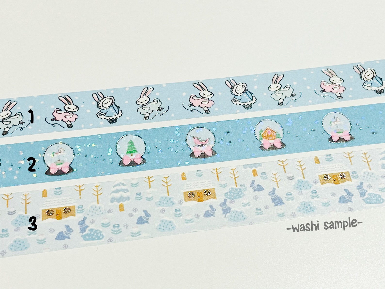 12" - 48" Sample/set Simply Gilded Ice Skating Juniper Washi | Blue ...