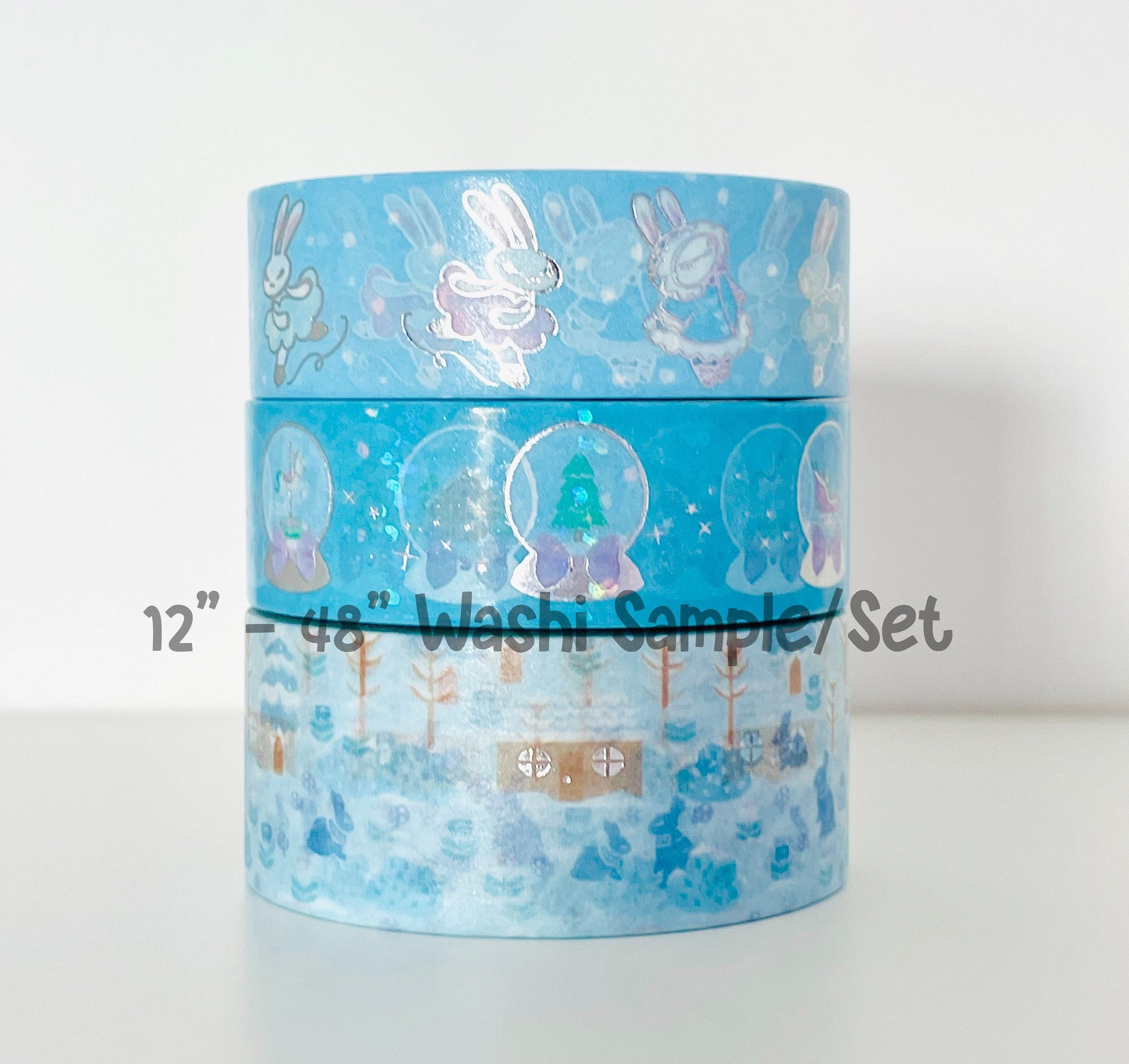 12" - 48" Sample/set Simply Gilded Ice Skating Juniper Washi | Blue ...