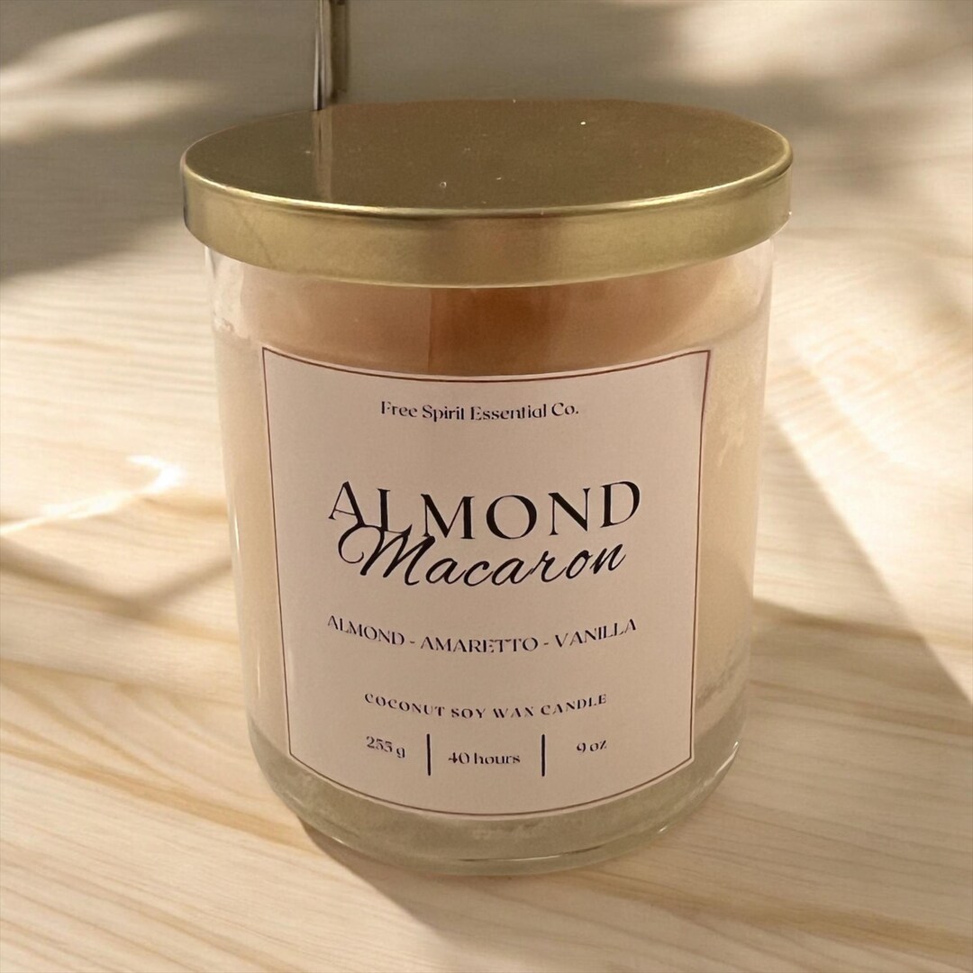 Almond Macaron Coconut Soy Candle - Fall | Autumn 9 Oz Candle - Cozy ...