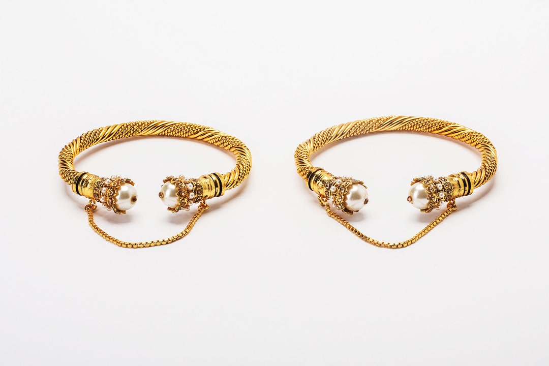 Pearl Fantasy Pakistani Bracelet Set/ Indian Bracelet/ White/ Gold ...