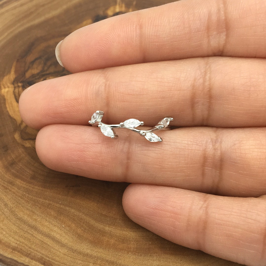 Sterling Silver Leaf Pattern Ring Adjustable Ring Delicate Ring Gift ...