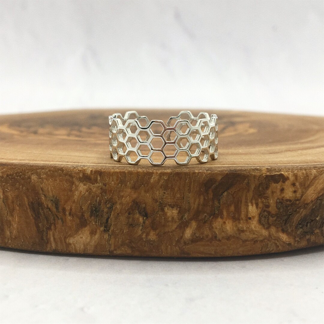 Sterling Silver Ring, Mesh Pattern Ring, Unique Silver Ring, Adjustable ...