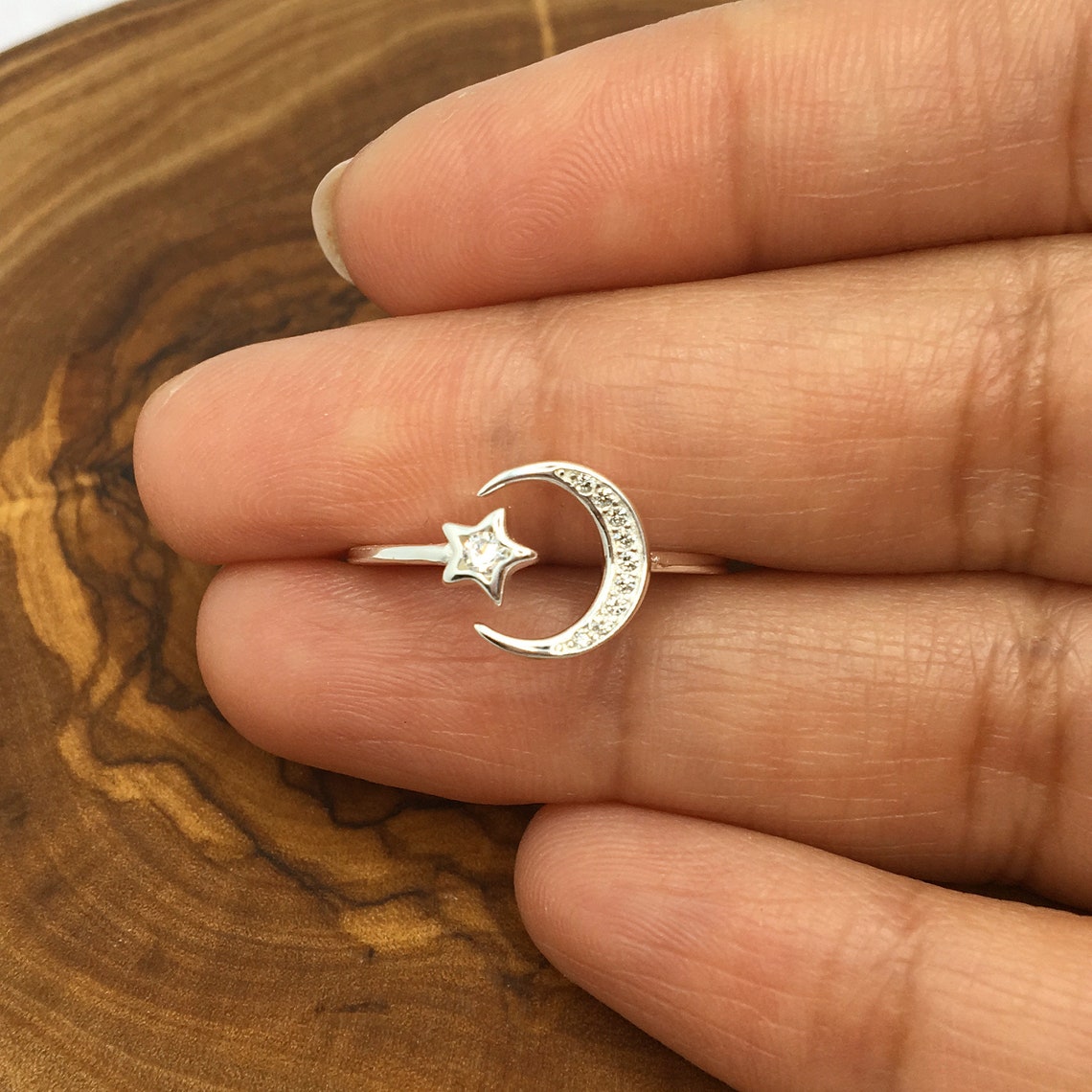 Gorgeous Sterling Silver Half Moon Ring Unique Silver Ring - Etsy